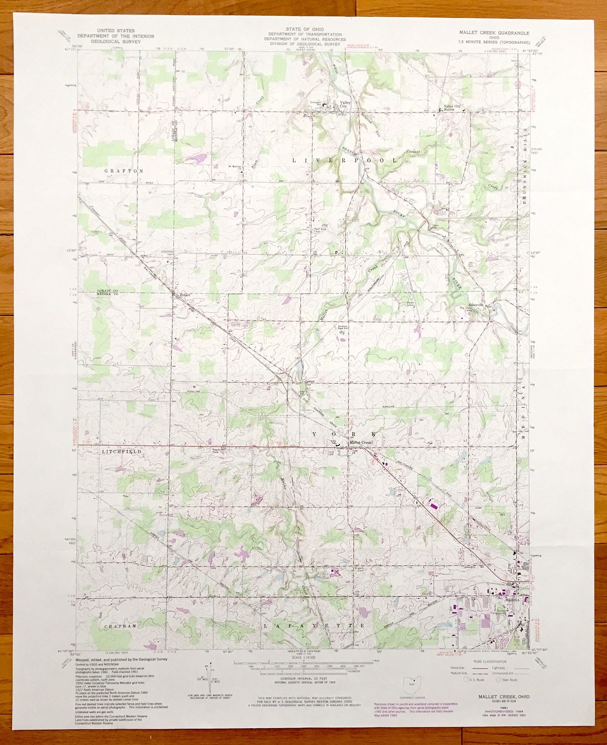 Antique Mallet Creek, Ohio 1961 US Geological Survey Topographic Map ...