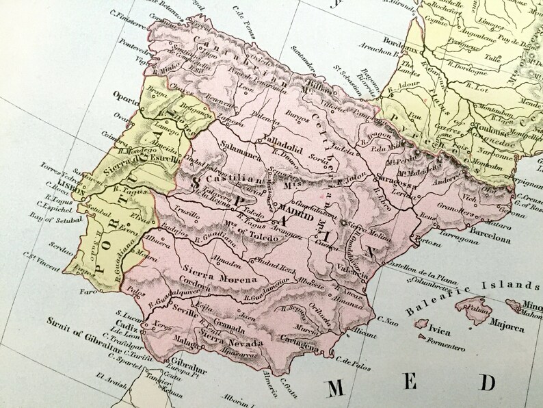 Antique 1888 Europe Map From A & C Black's World Atlas – England ...