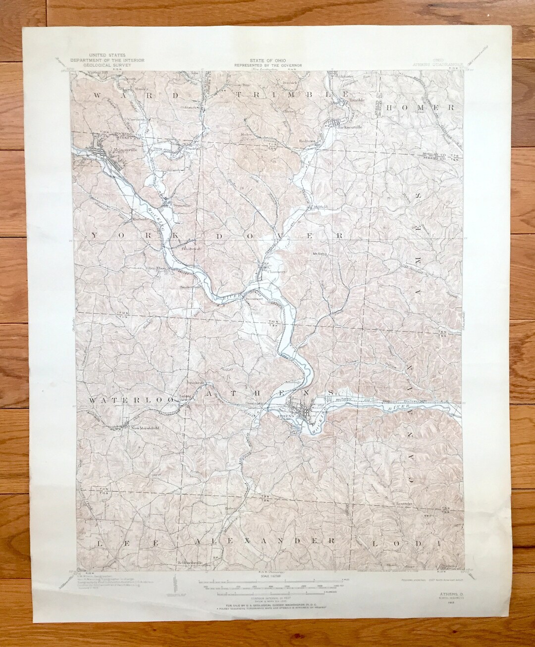 Antique Athens, Ohio 1903 US Geological Survey Topographic Map – Athens ...