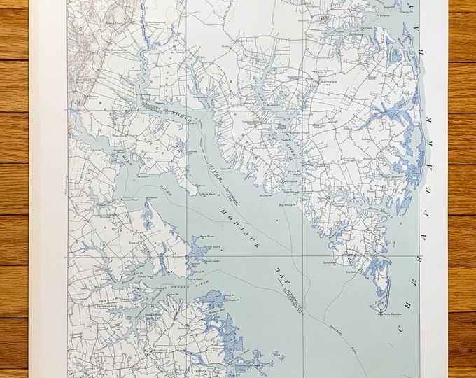 Antique Mathews, Virginia 1917 US Geological Survey Topographic Map ...