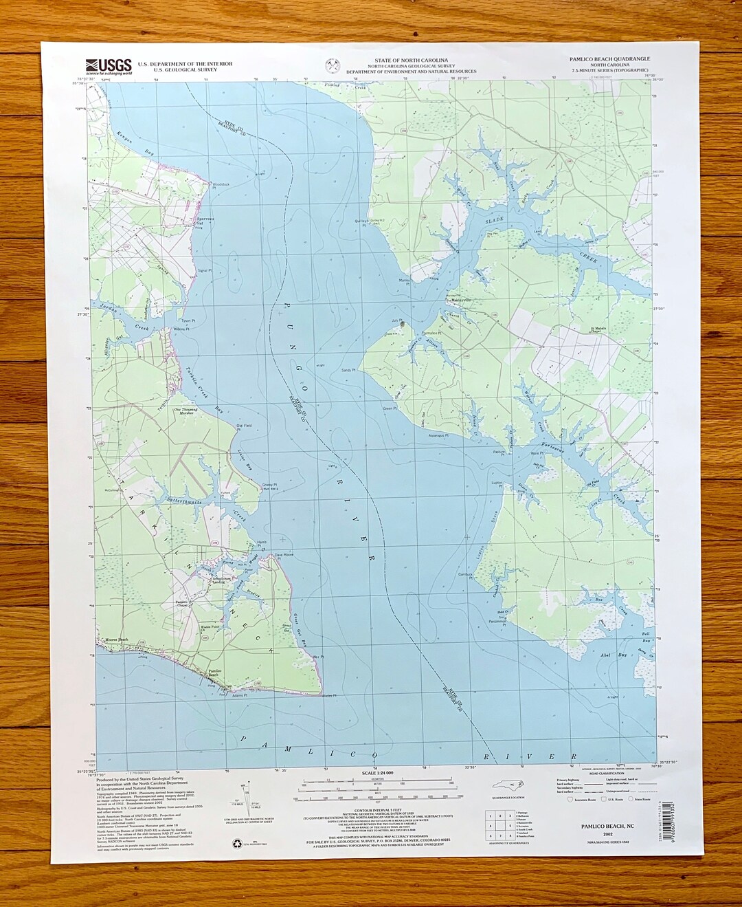 Antique Pamlico Beach, North Carolina 2002 US Geological Survey ...