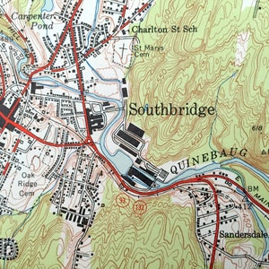 Antique Southbridge, Massachusetts 1952 US Geological Survey ...