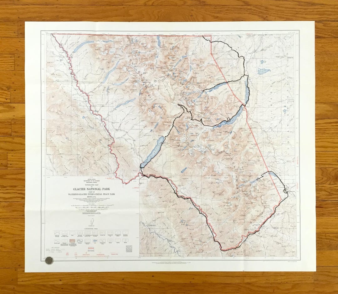 Antique Glacier National Park, Montana 1938 US Geological Survey ...