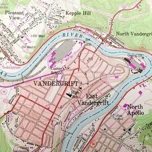Antique Vandergrift, Pennsylvania 1953 US Geological Survey Topographic ...