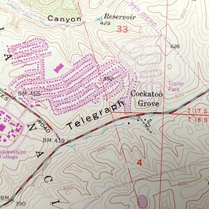Antique Jamul Mountains, California 1955 US Geological Survey ...
