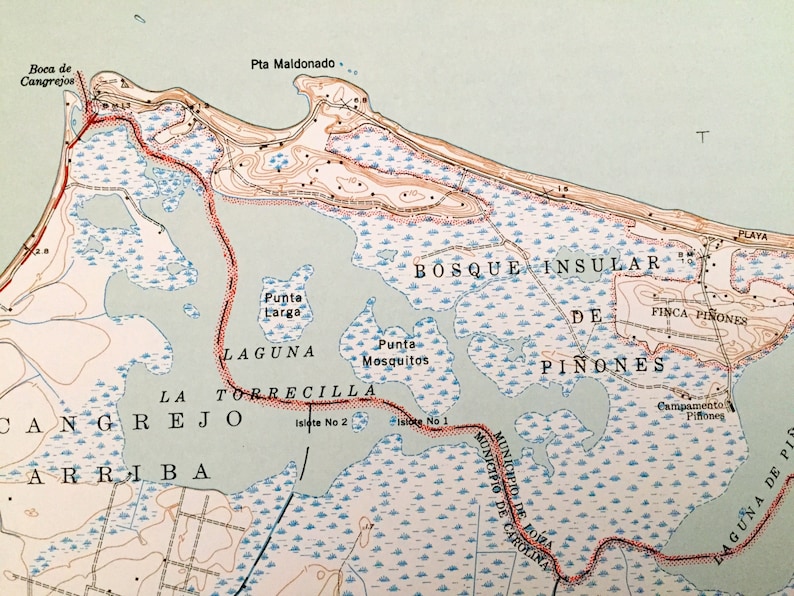 Antique Carolina, Puerto Rico 1947 US Geological Survey Topographic Map ...