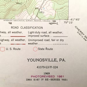 Antique Youngsville, Pennsylvania 1969 US Geological Survey Topographic ...