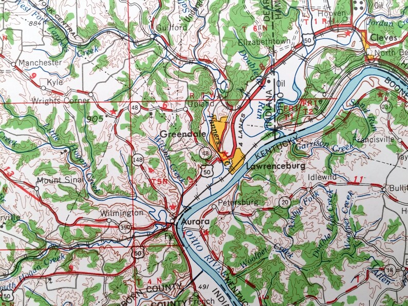 Antique Cincinnati, Ohio 1953 US Geological Survey Topographic Map ...