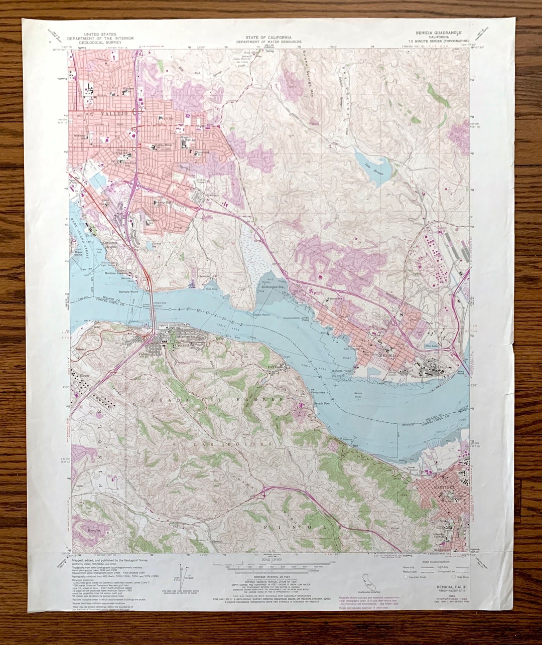 Antique Benicia, California 1959 US Geological Survey Topographic Map ...