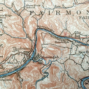 Antique Fairmont, West Virginia 1923 US Geological Survey Topographic ...