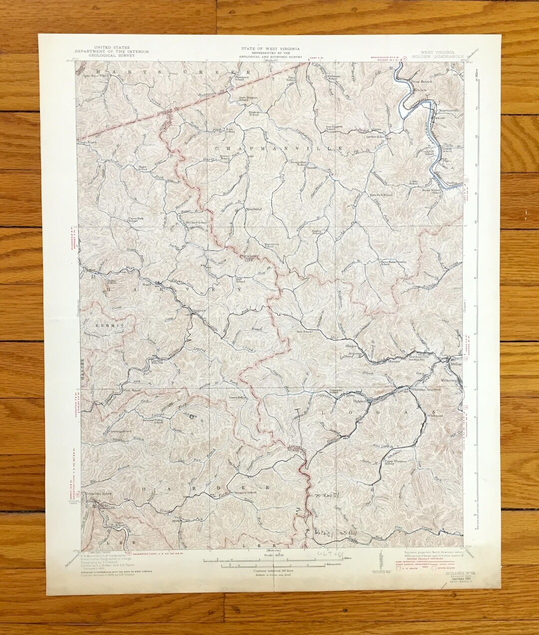 Mapa topográfico antigo de Holden, West Virginia, 1928, US Geological ...