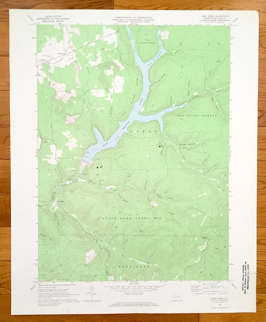 Antique Glen Hazel, Pennsylvania 1969 US Geological Survey Topographic ...