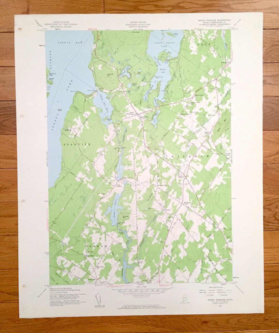 Antique North Windham, Maine 1957 US Geological Survey Topographic Map ...