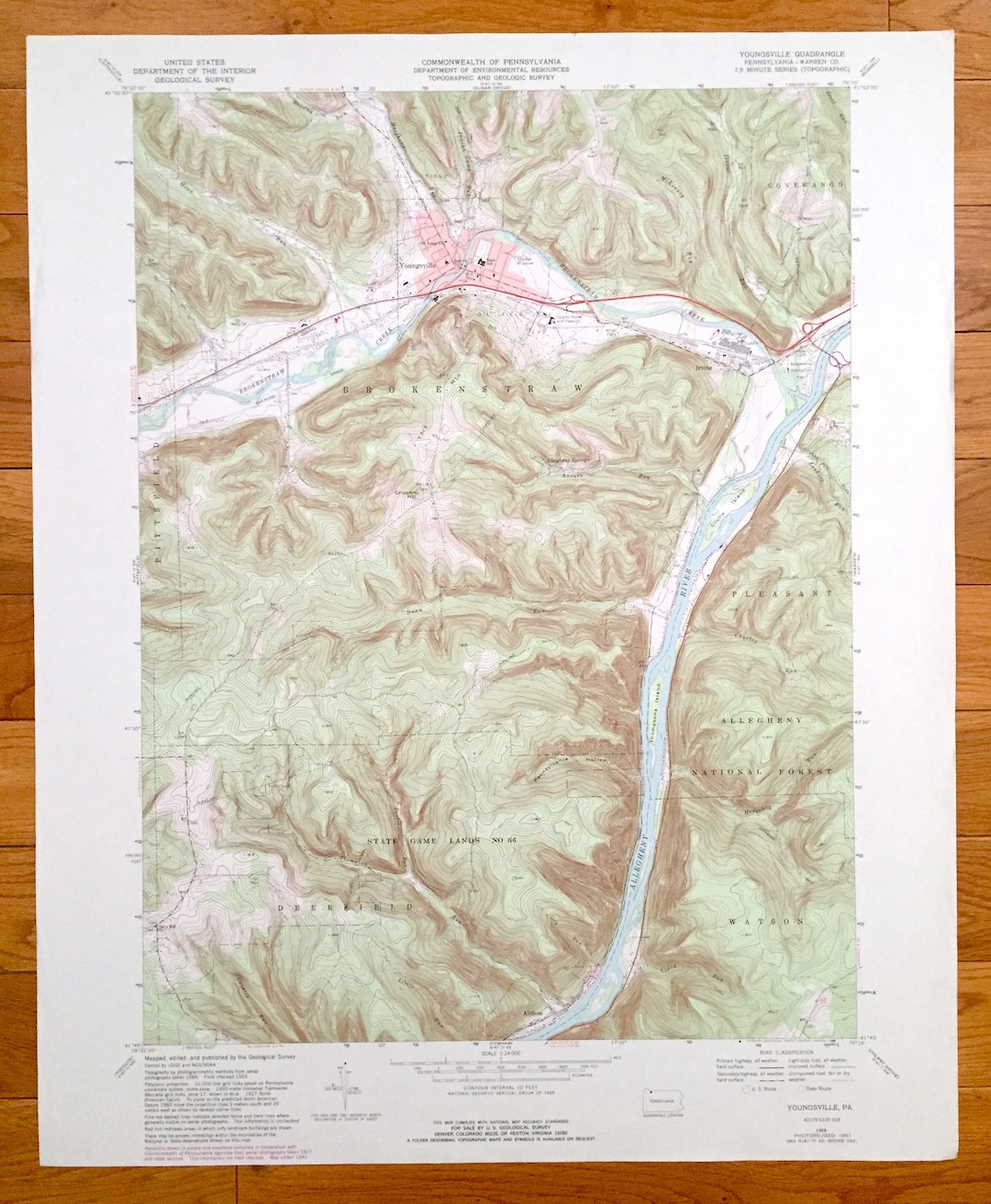 Antique Youngsville, Pennsylvania 1969 US Geological Survey Topographic ...