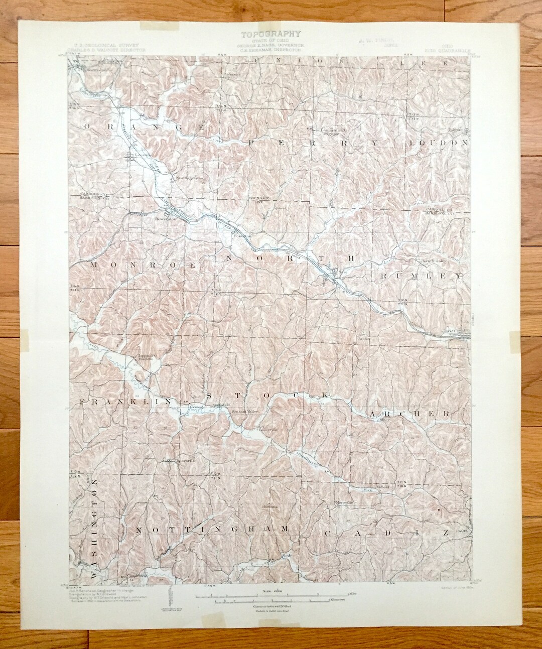 Antique Scio, Ohio 1904 US Geological Survey Topographic Map – Carroll ...