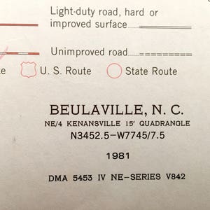 Antique Beulaville, North Carolina 1981 US Geological Survey ...