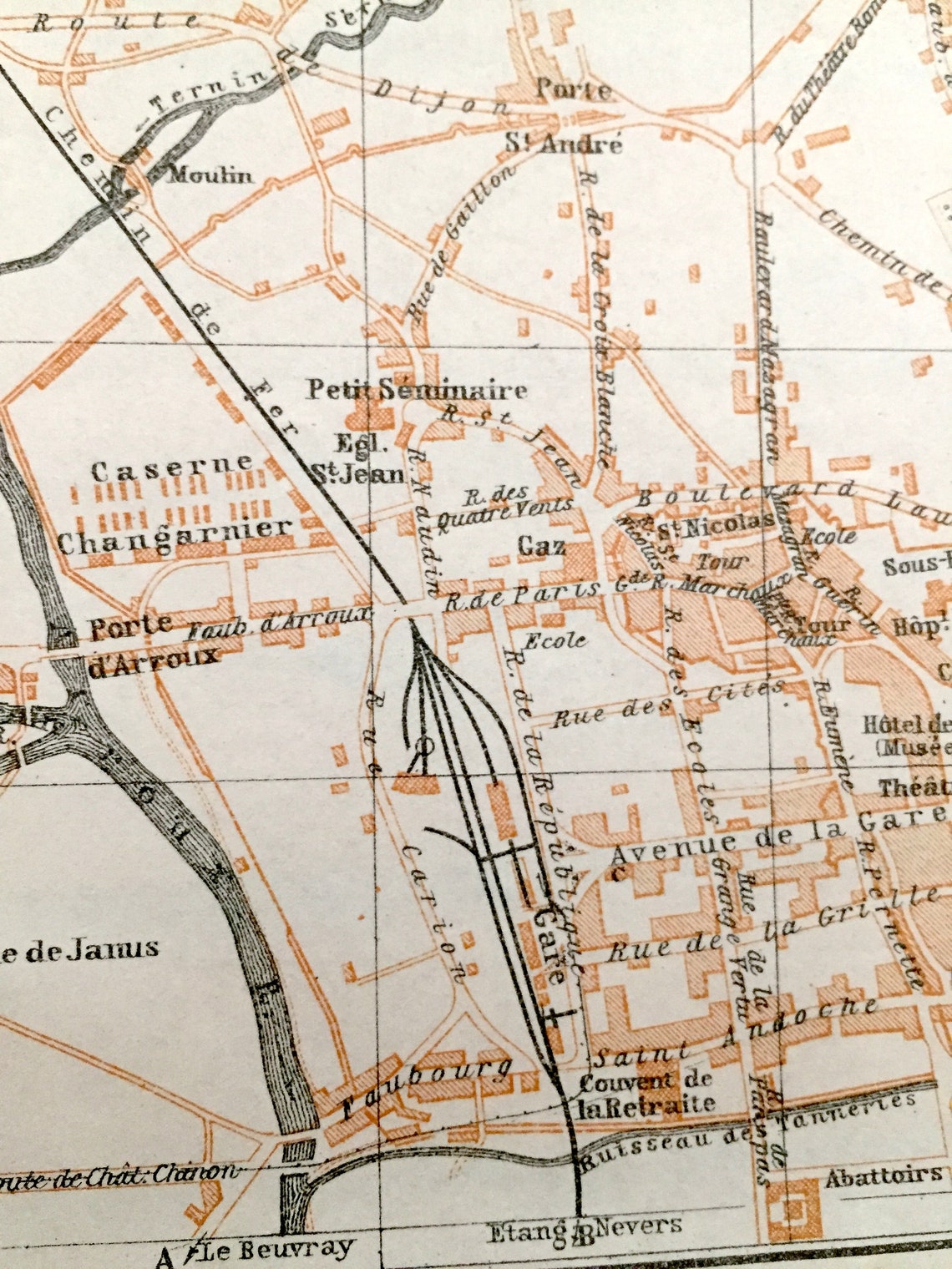 Antique 1909 Autun, France Map From Baedekers Guide Atlas – Saone-et ...