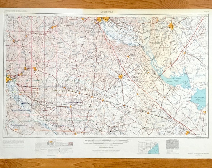 Antique Augusta, Georgia 1957 US Geological Survey Topographic Map ...