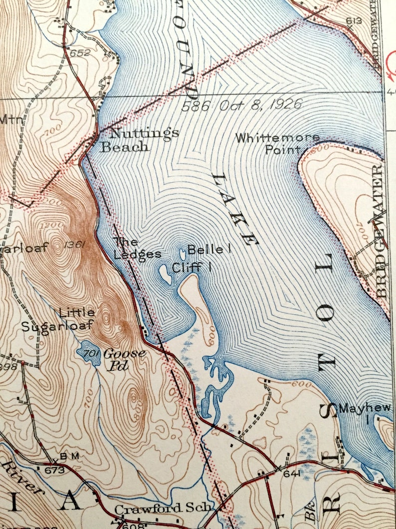 Antique Newfound Lake, New Hampshire 1930 US Geological Survey ...