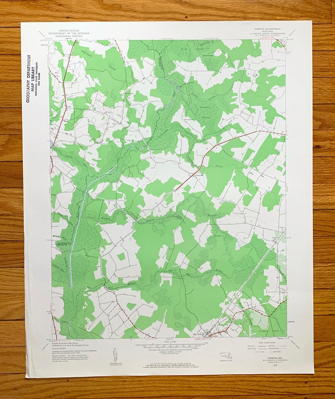 Antique Ninepin, Maryland 1942 US Geological Survey Topographic Map ...