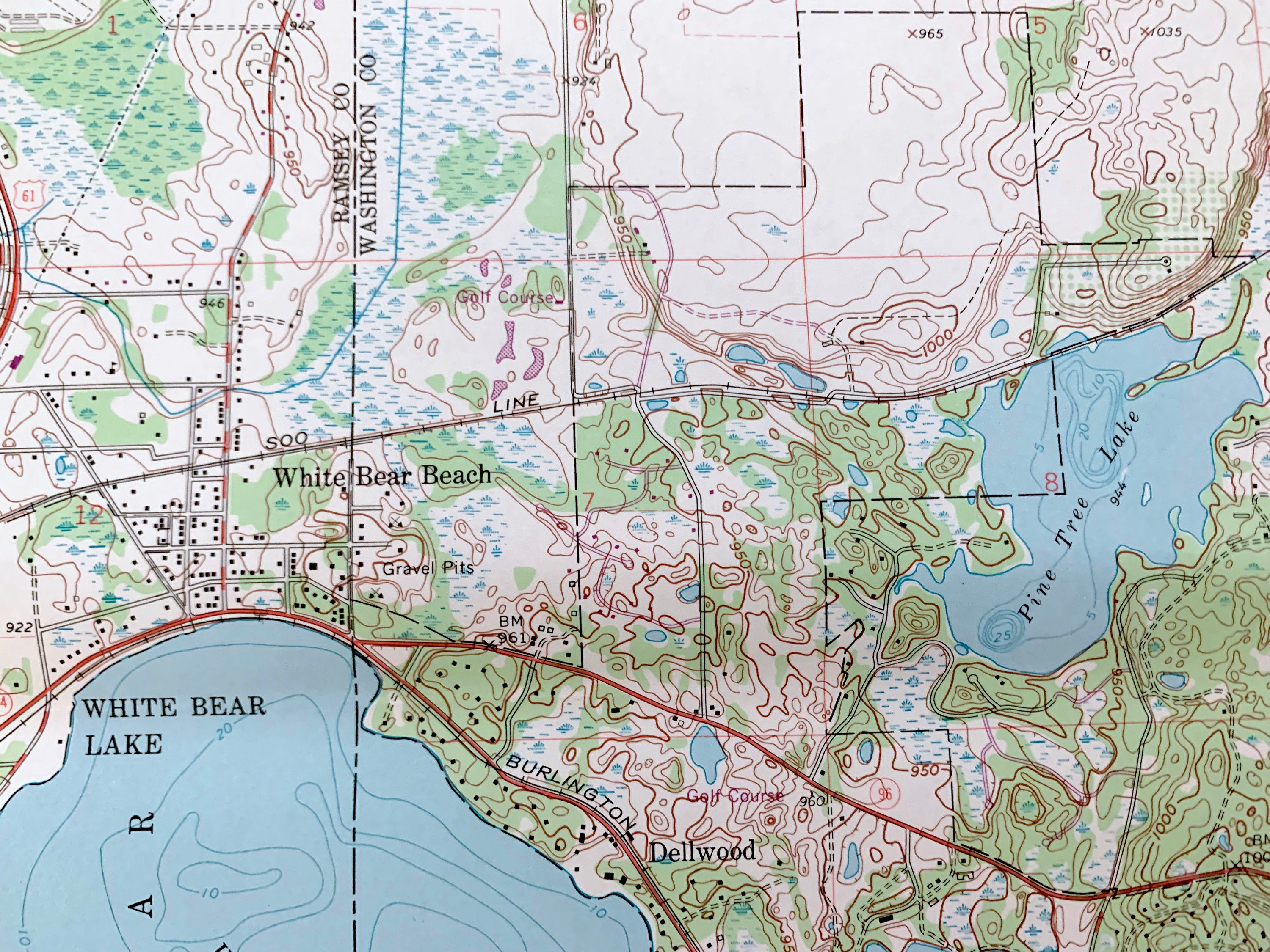 Antique White Bear Lake East, Minnesota 1967 US Geological Survey ...