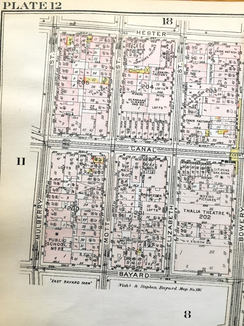 Antique Manhattan, New York Map From Bromley's 1925 Manhattan Land Book ...