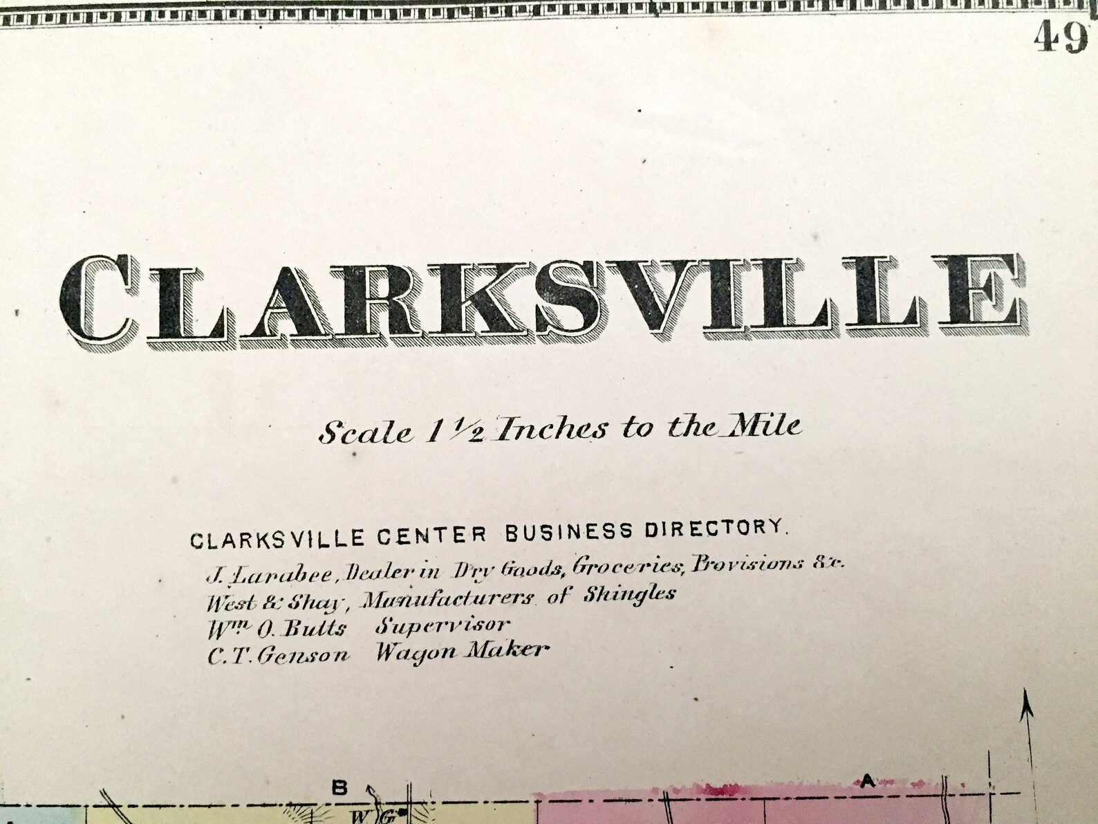 Antique 1869 Clarksville, New York Map From D.G. Beers Atlas of ...