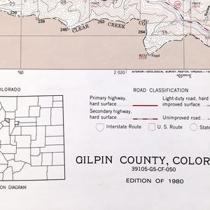 Antique Gilpin County, Colorado 1980 US Geological Survey Topographic ...