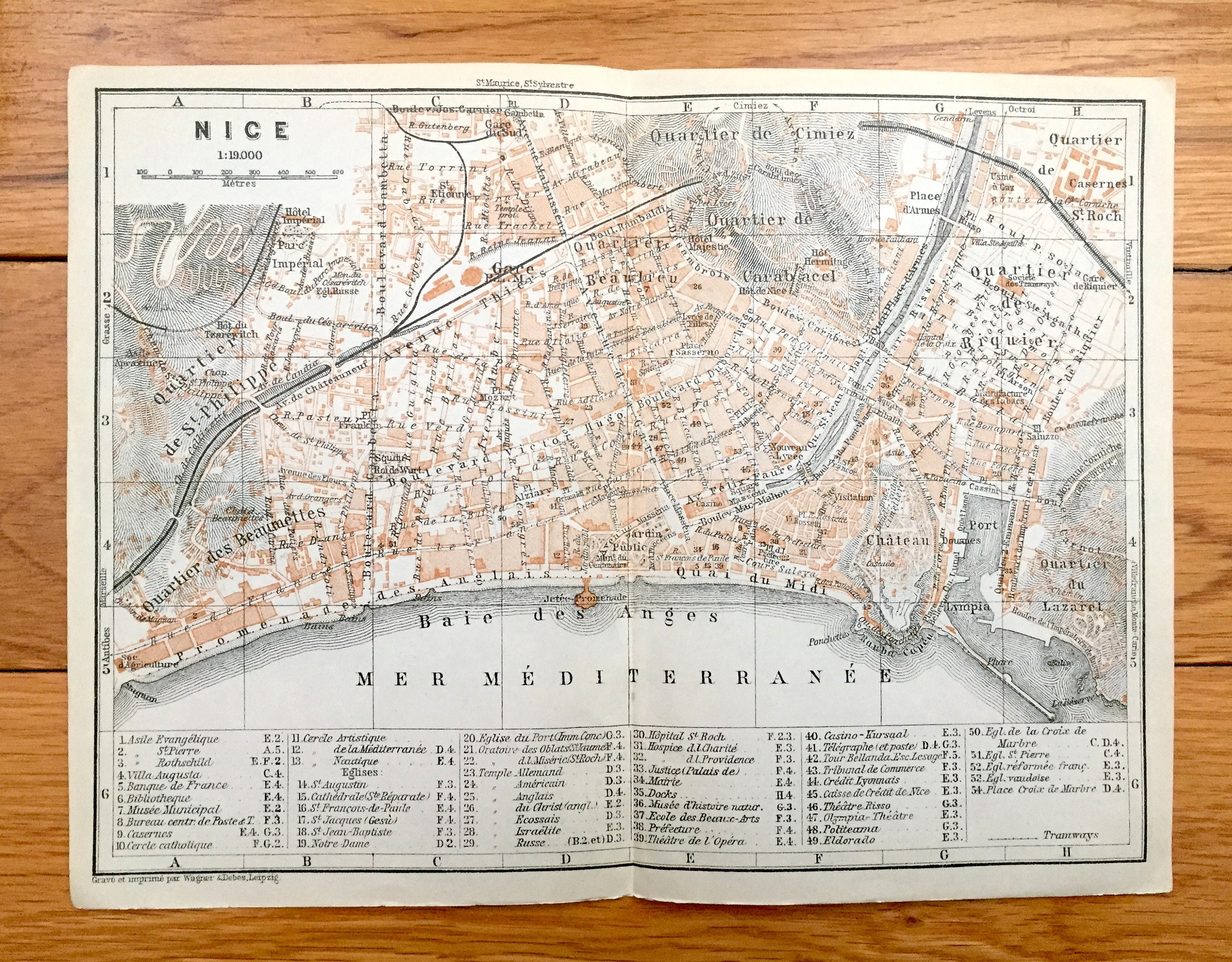 Antique 1914 Nice France Map From Baedekers Guide Atlas - Etsy UK