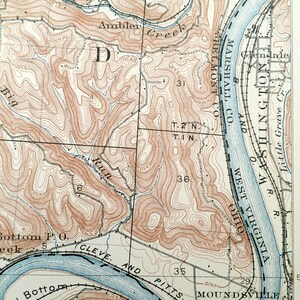 Antique Clarington, Ohio 1905 US Geological Survey Topographic Map ...
