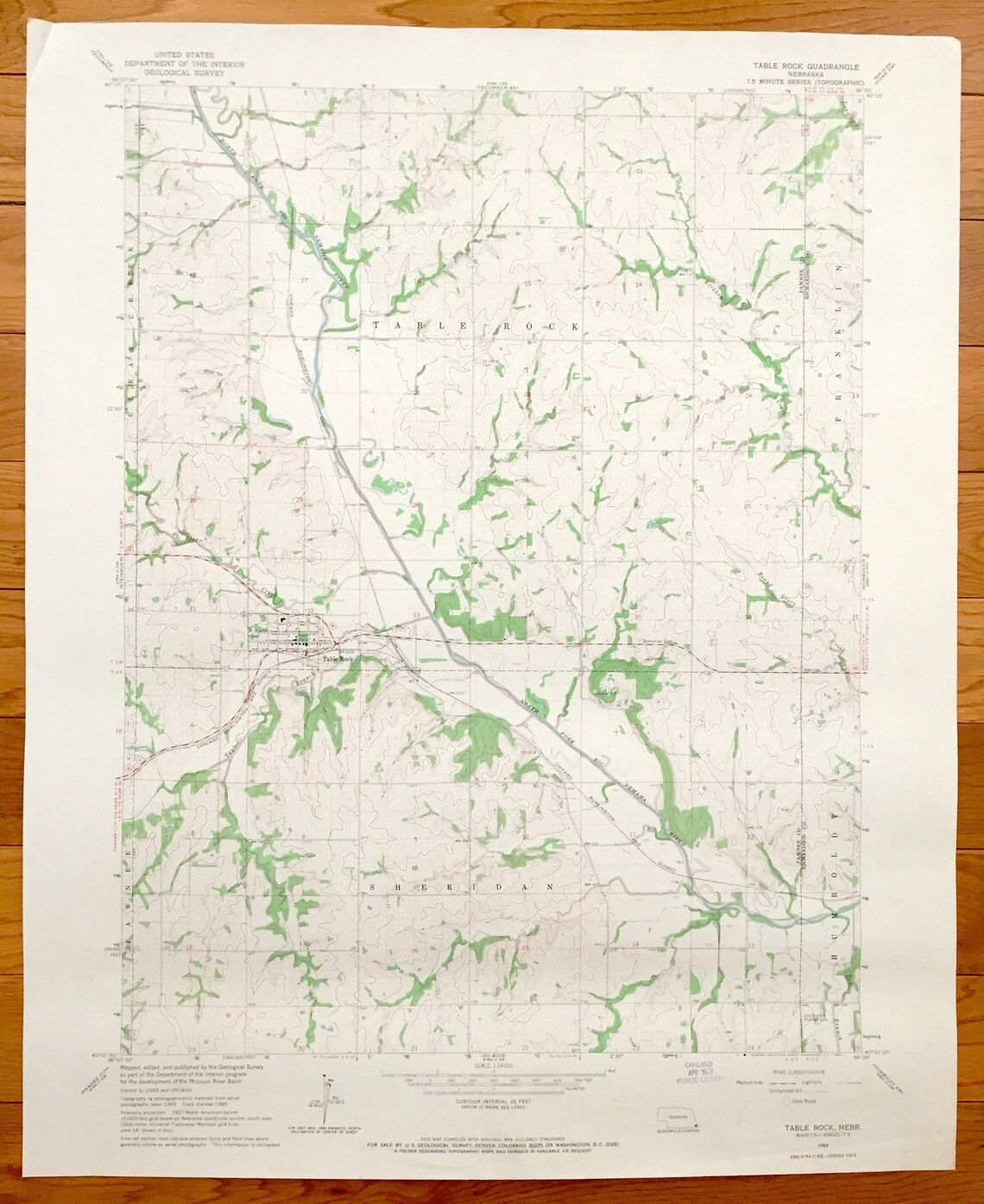 Antique Table Rock, Nebraska 1965 US Geological Survey Topographic Map ...