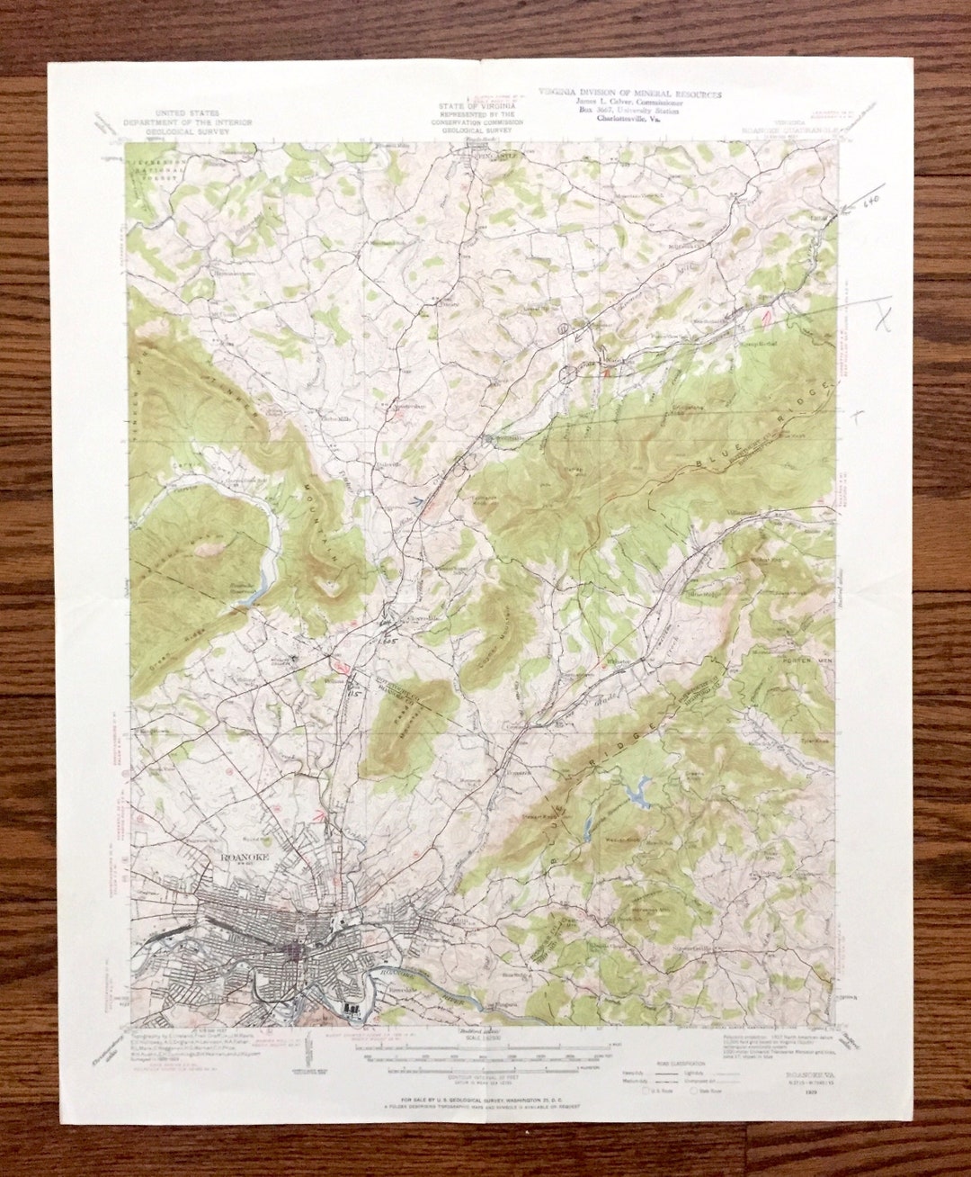 Antique Roanoke, Virginia 1929 US Geological Survey Topographic Map ...