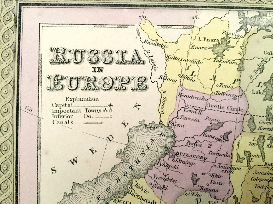Antique 1850 Russia in Europe Map by Thomas Cowperthwaite - Etsy