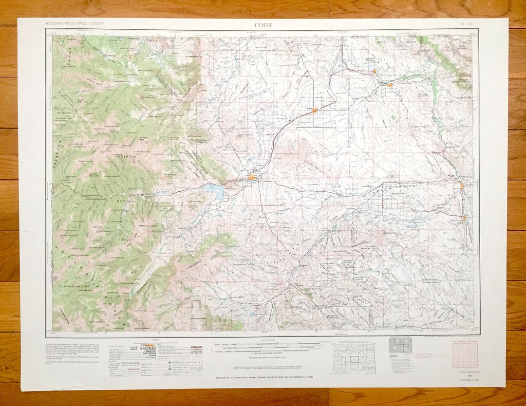 Antique Cody, Wyoming 1955 US Geological Survey Topographic Map ...