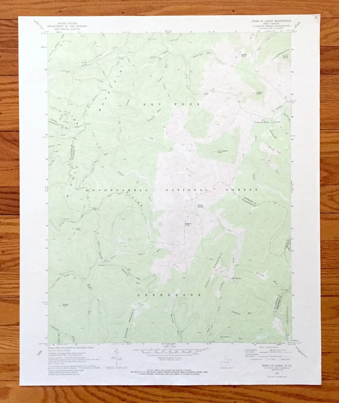 Antique Sinks of Gandy, West Virginia 1970 US Geological Survey ...