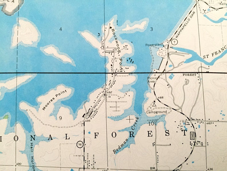 Antique Wappapello, Missouri 1966 US Geological Survey Topographic Map ...