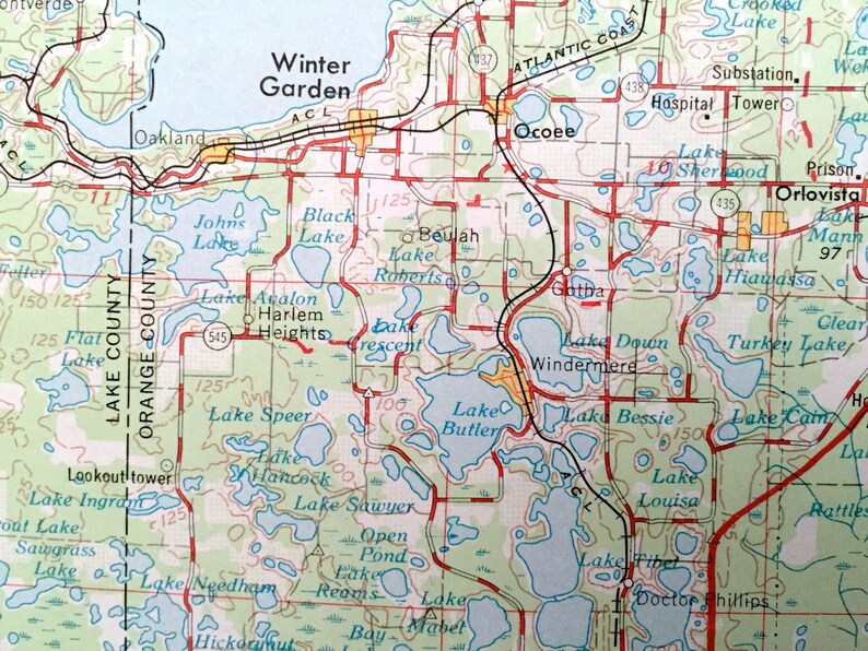Antique Orlando Florida 1955 US Geological Survey Topographic - Etsy