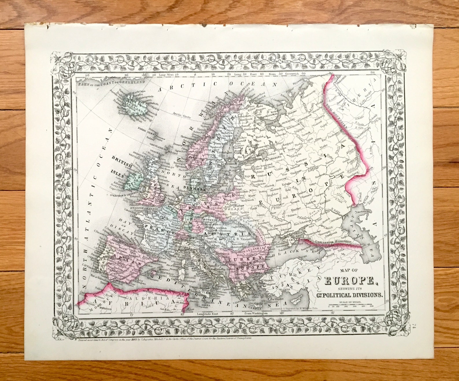 Antique 1871 Europe Map by S. Augustus Mitchell – England, France ...