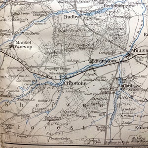 Antique 1906 East Midlands, England Map From Baedekers Atlas of Great ...