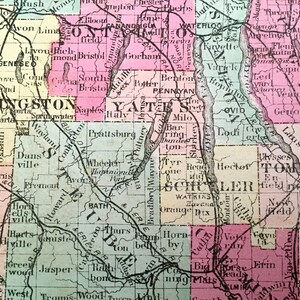 Antique 1874 New York State Map From Pomeroy, Whitman & Co. Atlas of ...