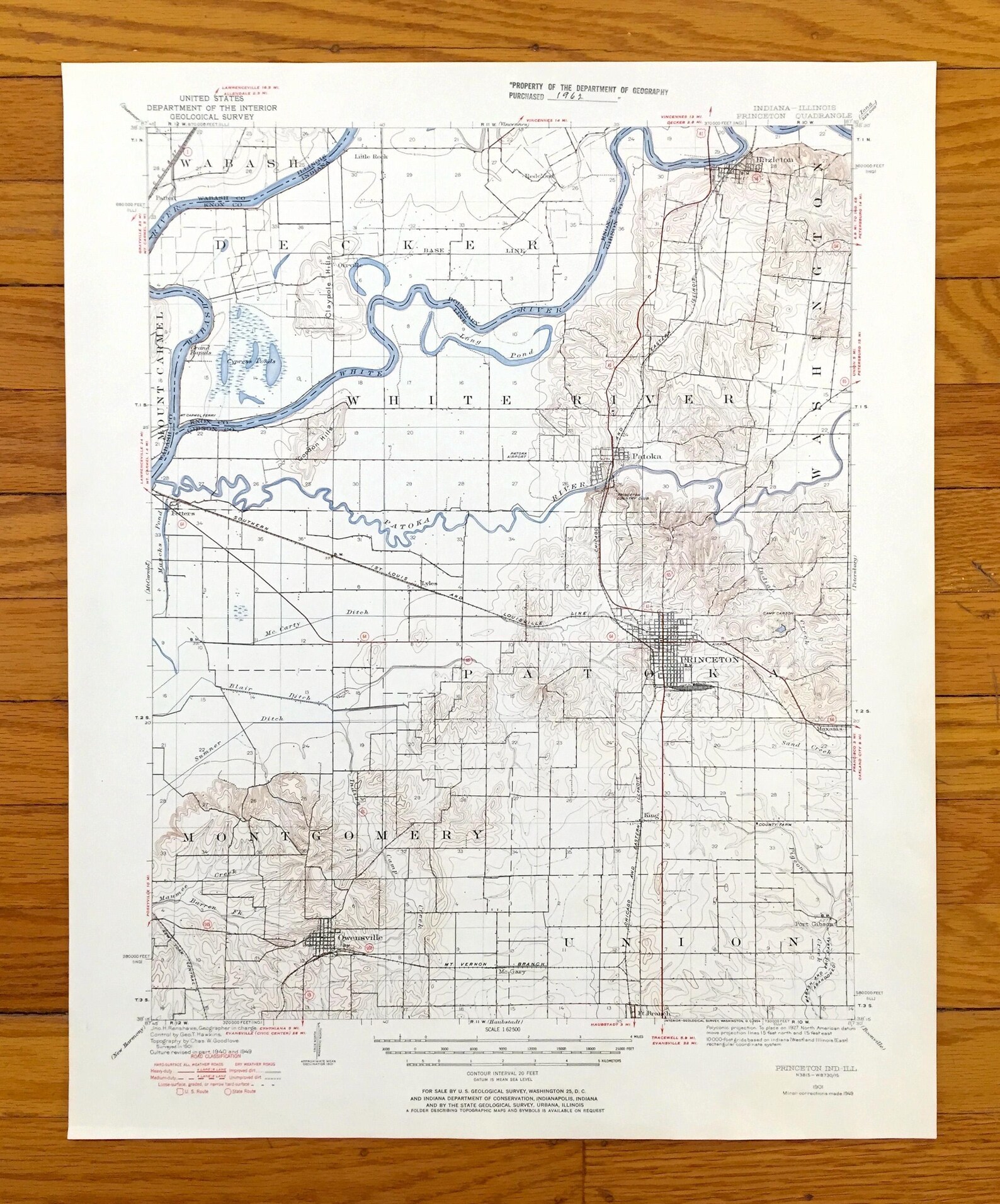 Antique Princeton, Indiana 1901 US Geological Survey Topographic Map ...