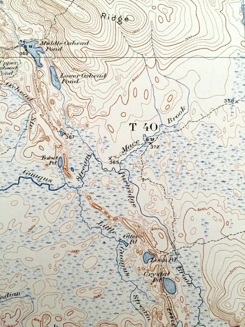 Antique Nicatous Lake, Maine 1934 US Geological Survey Topographic Map ...