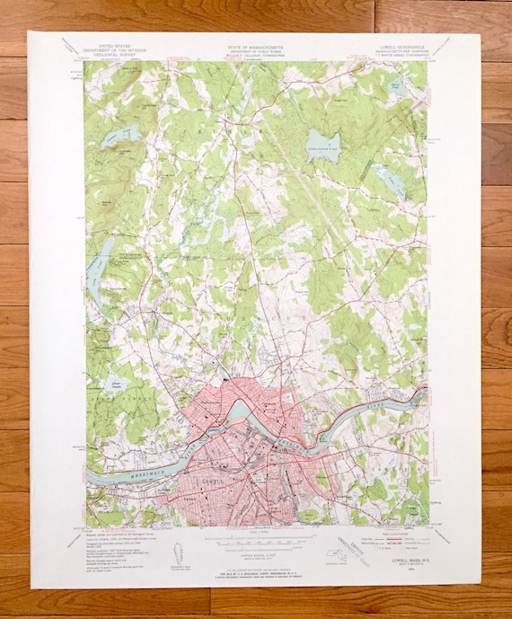 Antique Lowell Massachusetts 1950 US Geological Survey | Etsy