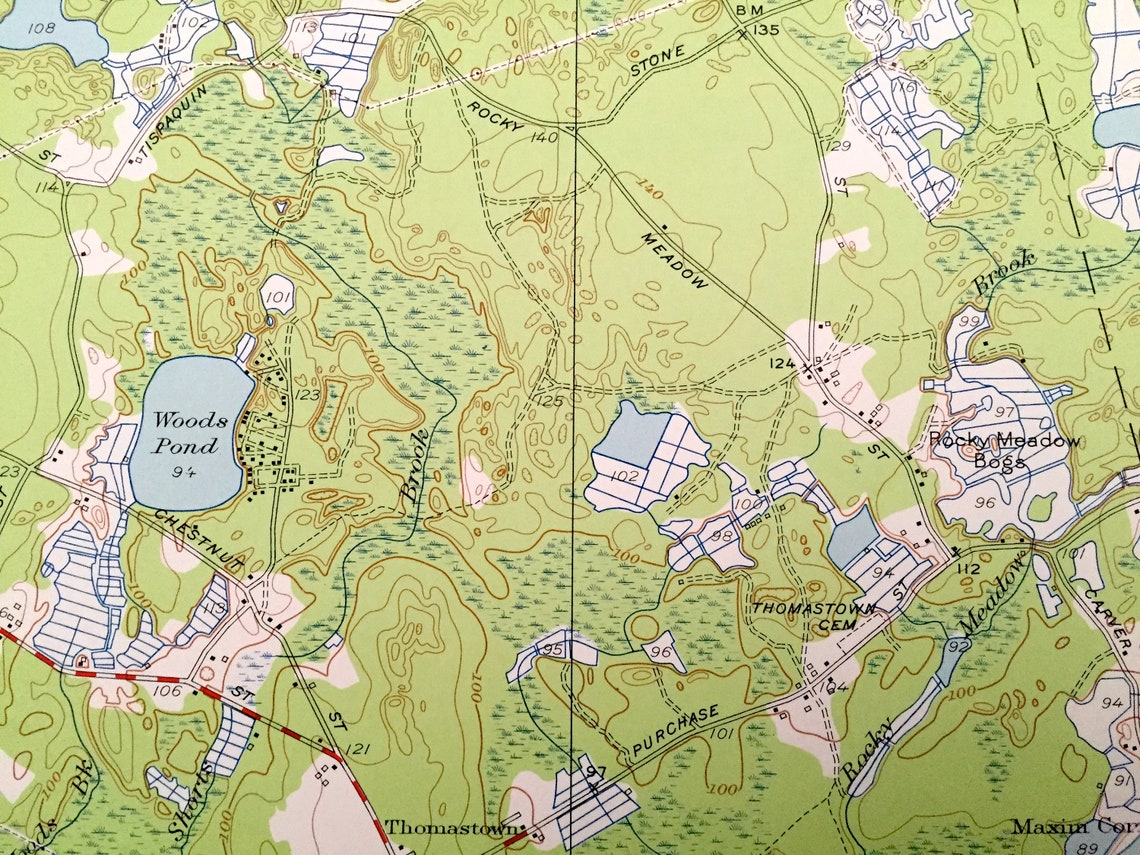Antique Plympton Massachusetts 1949 Mapa topográfico del - Etsy España