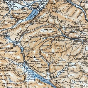 Antique 1911 Staufen, Germany Map From Baedekers Guide Atlas – Baden ...