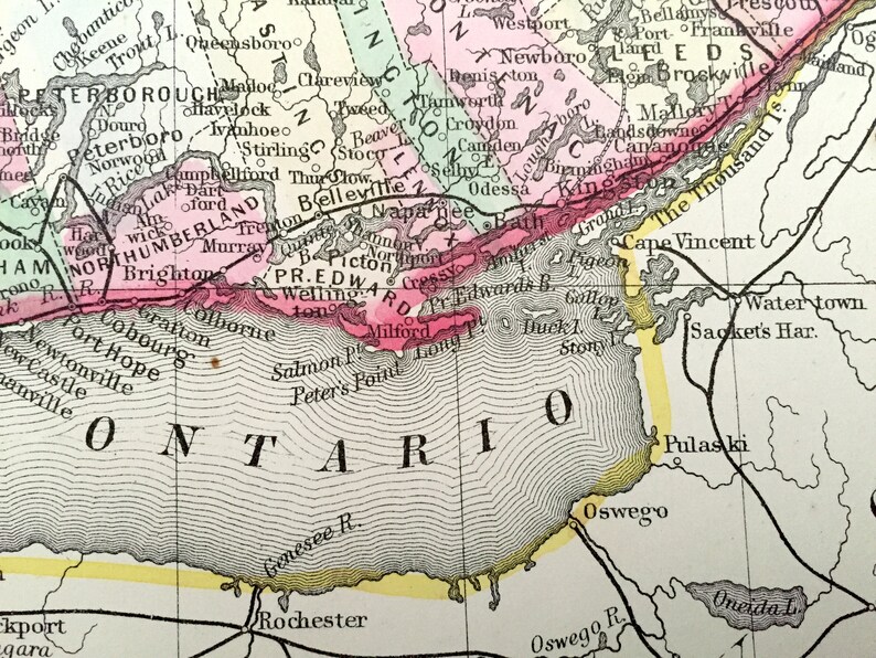 Antique 1871 Ontario Canada Map by S.A. Mitchell Toronto | Etsy