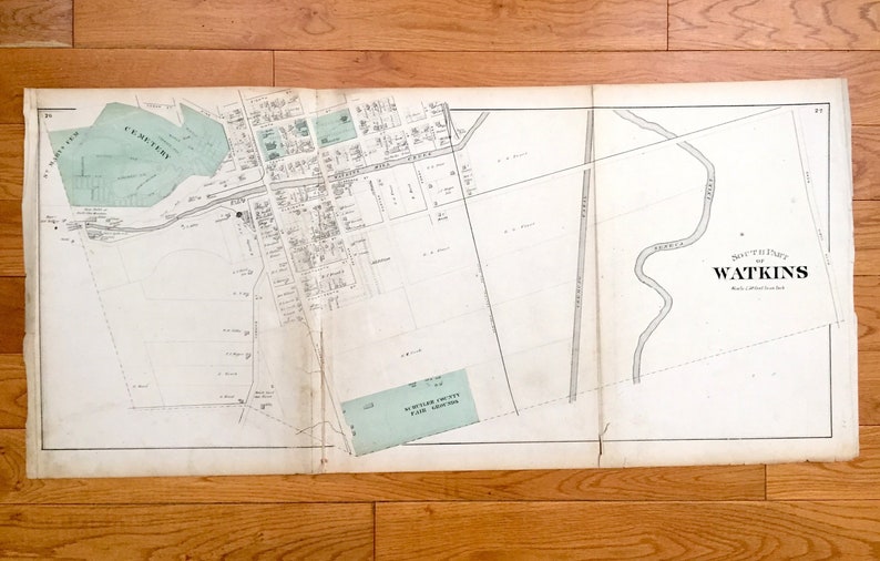 Antique 1874 Watkins Glen New York Map From Pomeroy Whitman | Etsy