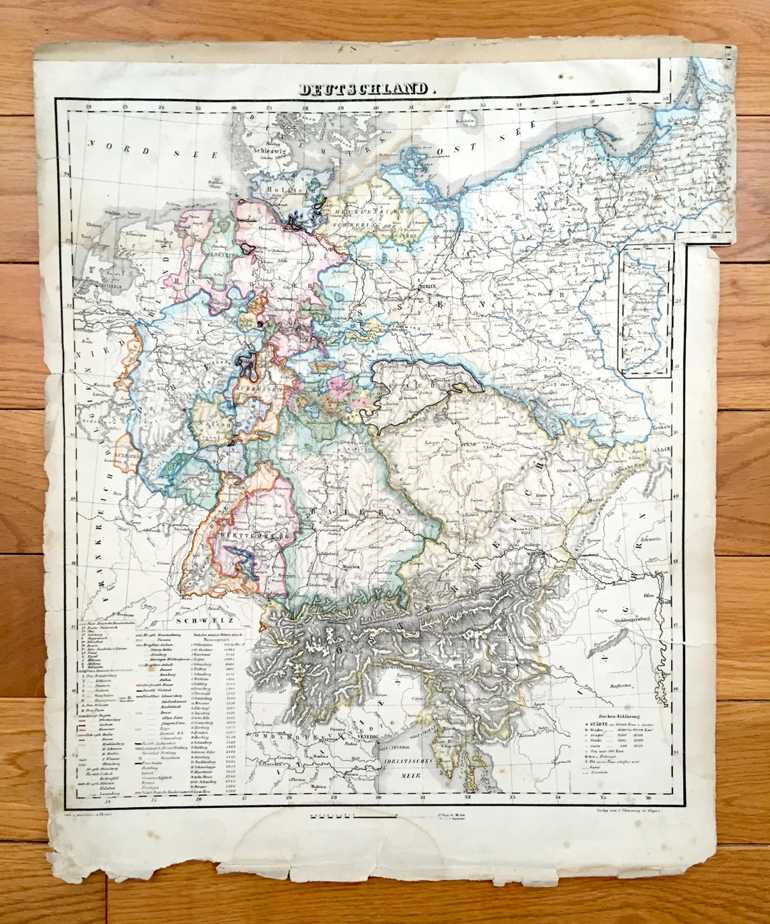 Antique 1855 Germany Map From Sohr Berghaus Atlas by Carl Flemming ...
