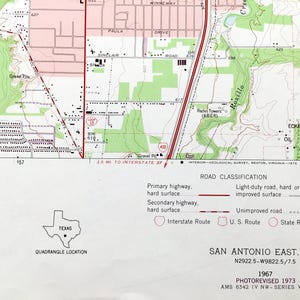 Antique San Antonio East, Texas 1967 US Geological Survey Topographic ...