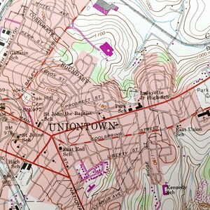 Antique Uniontown, Pennsylvania 1963 US Geological Survey Topographic ...